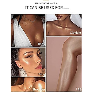 Go Ho Face Body Illuminator,Liquid Highlighter Makeup Moisturizing Face Luminizer,Waterproof Smooth Liquid Spray Shine Shimmer Glow Foundation - Bronzer Body & Face(#3 Bronzer Golden)