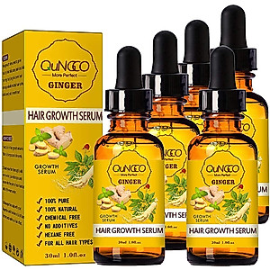 5 Pack Hair Growth Serum,Ginger Biotin Hair Regrowth Serum Prevent Hair Loss and Natural Serum for Thicker, Stronger, Longer Hair Men and Women