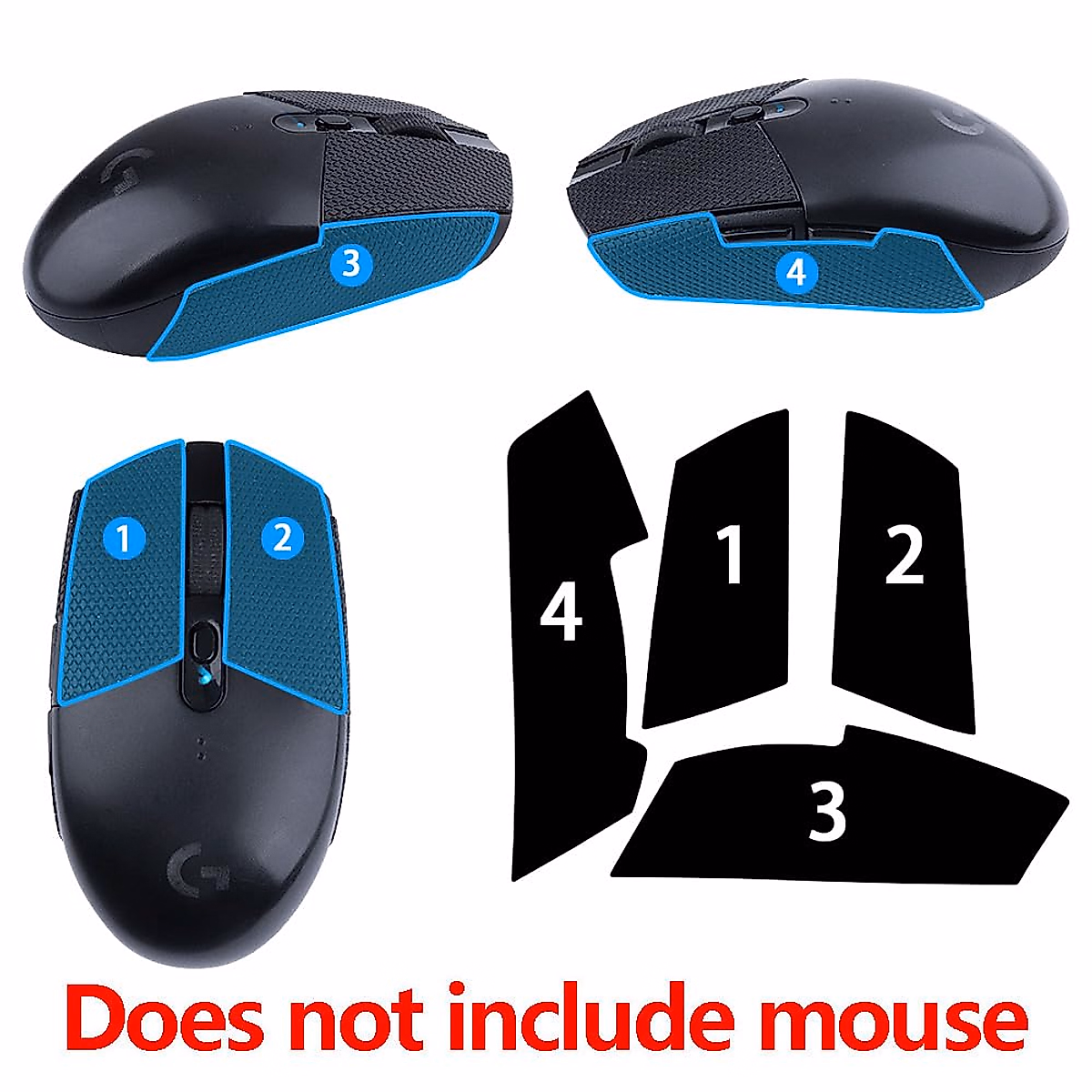 HUYUN Mouse Side Grips Sweat Resistant Pads/Anti Sweat Paste Grip Tape Cut to Fit Easy to Apply Mouse Skin Compatible for Logit G102 G203 G304 G305 G PRO Wired Gaming Mouse