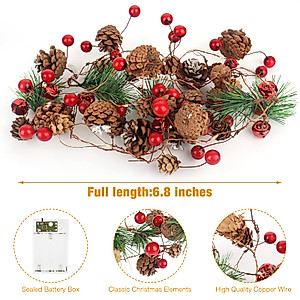 TOPIST Christmas Pinecone Lights Battery or USB Plug in, 6.7FT 20LED Red Berry with Pine Cone Christmas Garland Lights LED String Lights Fairy Lights for Xmas Tree Party Home Holiday Decor