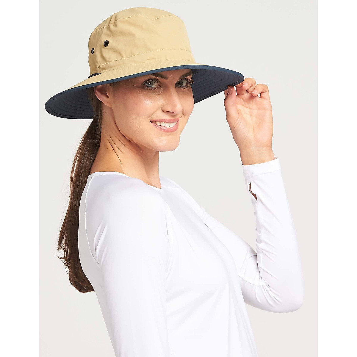 Solbari Traveller Broad Brim Sun Hat UPF50+ Uv Protection, Sun Protective Hat White/Pink S