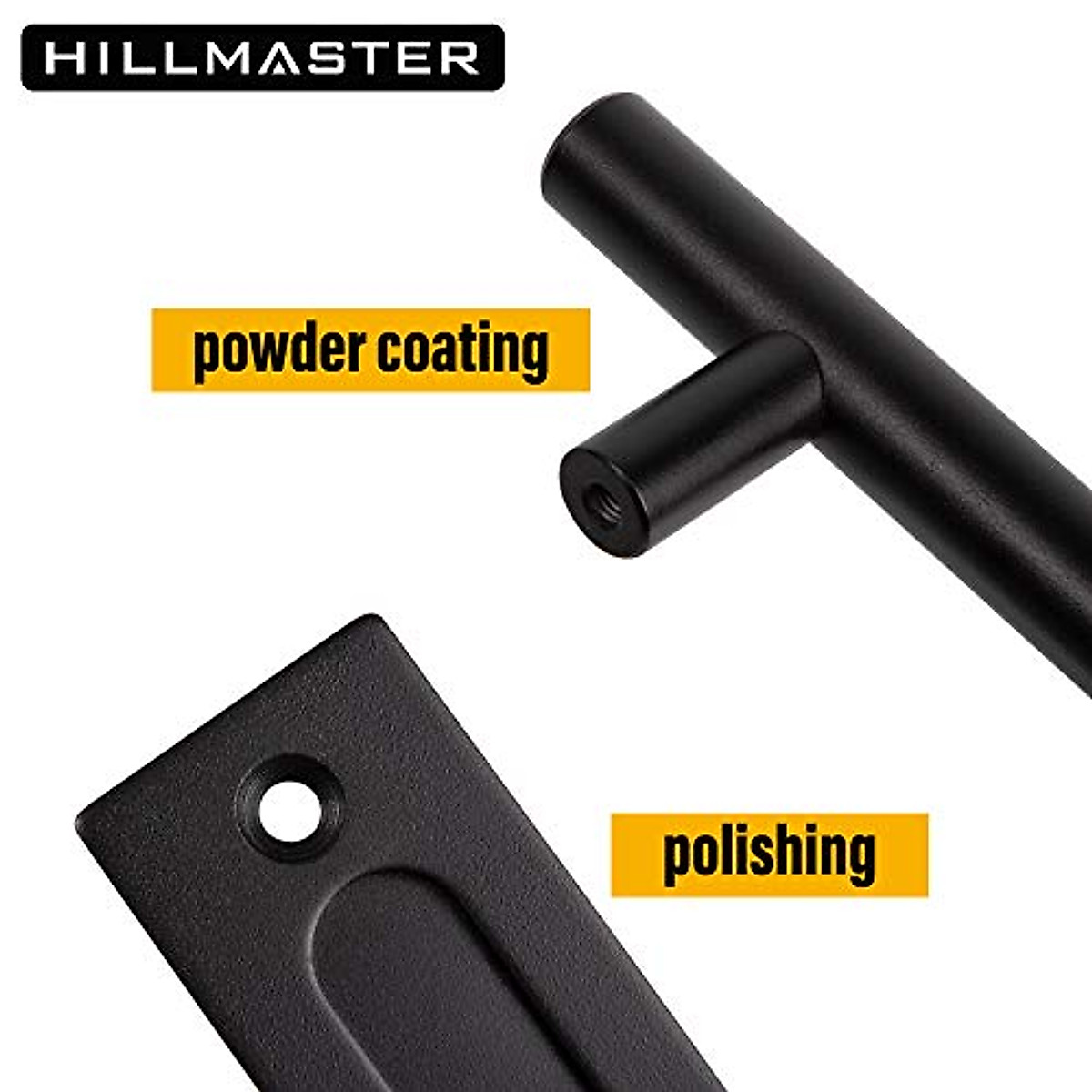 HILLMASTER 12" Heavy Duty Sliding Barn Door Pull Handle Set, Rustic Pull and Flush Barn Door Pull Handle with Two-Side Design, Round Black Finish Door Hardware for Gate Garage Shed