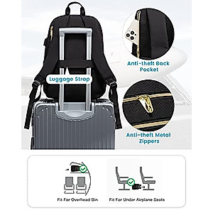 LOVEVOOK Laptop Backpack for Women & Men, 17.3 Inch Anti Theft Travel Backpack with USB Port, Stylish Casual Daypack for College, Large Capacity Teacher Nurse Work Backpack Purse, Black