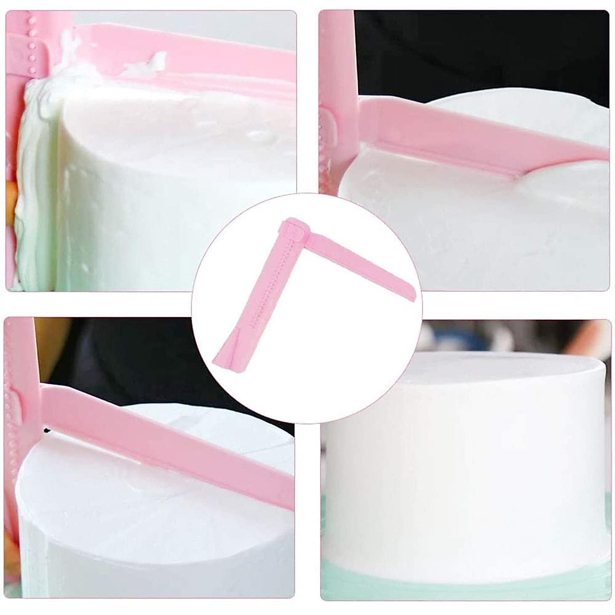 WOVTE 9 Pcs Cake Scraper Set Cake Edge Scraper Cutters with Adjustable Butter Smoother Cream Scraper Tool Cake Decorating Comb Icing Smoother for Cake Cream Baking Decorating