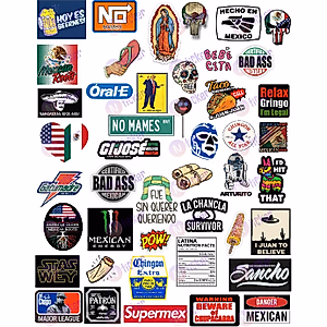 42 Mexican Stickers – Calcomanías Mexicanas para Carro, Laptop – 100% Vinyl Stickers Mexico Funny Decals for Hardhat, Bumper, Laptop, Water Bottle or Lunchbox. Pegatinas, Calcomanias para Autos