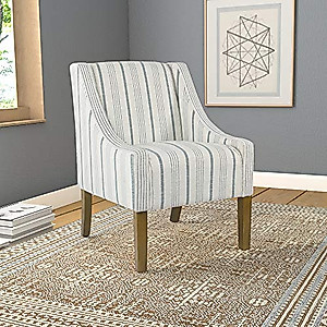 HomePop Modern Swoop Arm Accent Chair, Blue Stripes