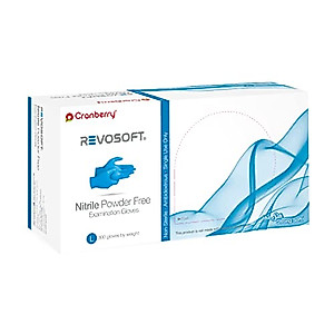 Cranberry USA CR3276 RevoSoft Nitrile Powder Free Exam Gloves, Disposable, 2.8 mil, Blue, Small (Pack of 300)
