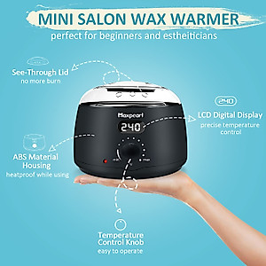 Maxpearl Home Digital Waxing Kit - 7 Packs of Hard Wax Beads for All Over Body Hair Removal + Digital Wax Warmer + Waxing Applicators