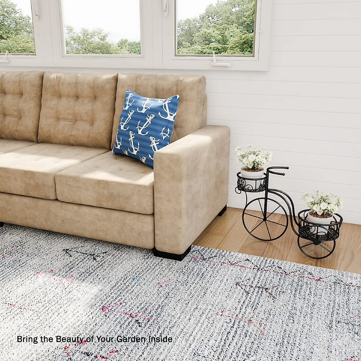 Pure Garden HW1500188 Tricycle Plant Stand Â– 2-Tiered Indoor or Outdoor Decorative Vintage-Look Metal Display for Patio, Deck, Home or Lawn, Matte Black