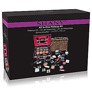 SHANY Carry All Makeup Train Case with Pro Makeup Set, Makeup Brushes, Lipsticks, Eye Shadows, Blushes, and more - Leopard