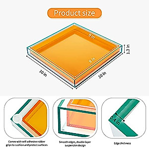 Acrylic Decorative Tray-Jewelry Perfume Makeup Storage Organizer for Vanity, Dresser, Bathroom, Living Room, Coffee Table (Orange)