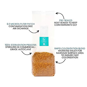 Olympus Myco Mushroom Grow Kit | Sterilized Grain (3 lbs) and Pasteurized Substrate (5 lbs) Combo for Mushroom Cultivation