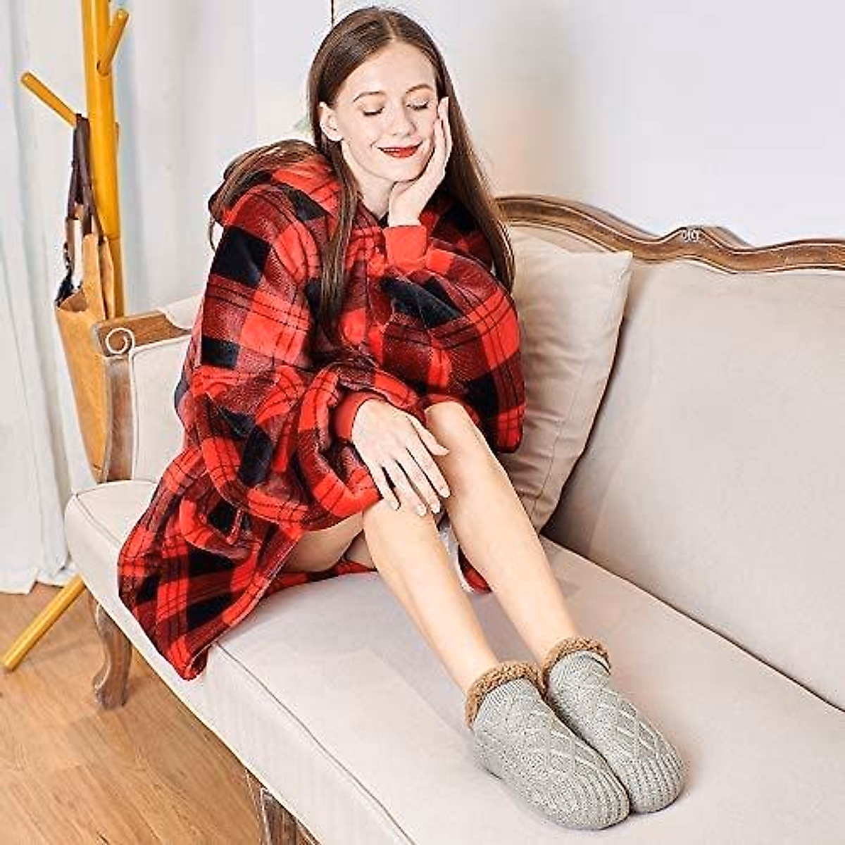 OLIVE OLIVIA Men's Sherpa Fluffy Fleece Socks,Increbible Soft Warm Cozy Fuzzy chrismas socks (Gray)