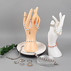 Framendino, Female Mannequin Hand Jewelry Display Holder Stand for Bracelet Necklace Ring Plastic (Black & White Flesh, 3 Pack)