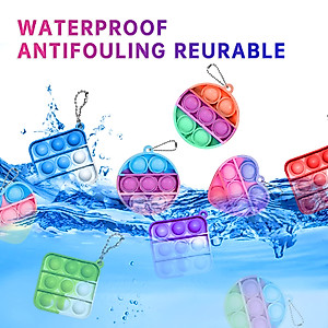 108 PCS Mini Pop Keychain Fidget Toys,3 Shape Pop Fidget Toys Its Party Favors Kids Toys Fidgets Packs Sensory Toys Stress Toys Party Gift,Push Mini Pop Keychain Bulk