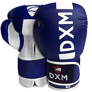 DXM SPORTS Boxing Gloves for Men & Women, Boxing Training Gloves Ideal for Heavy Punching Bag Workout Kickboxing, Muay Thai, MMA Blue & White, 8 oz