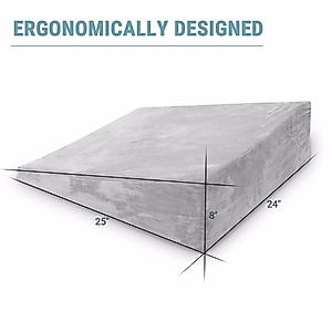 Bed Wedge Pillow with Memory Foam Top for Sleeping, 8 Inch Elevated Support Triangle Pillow for Reading and Rest, Bed Pillow for Legs and Back Support with Washable Cover