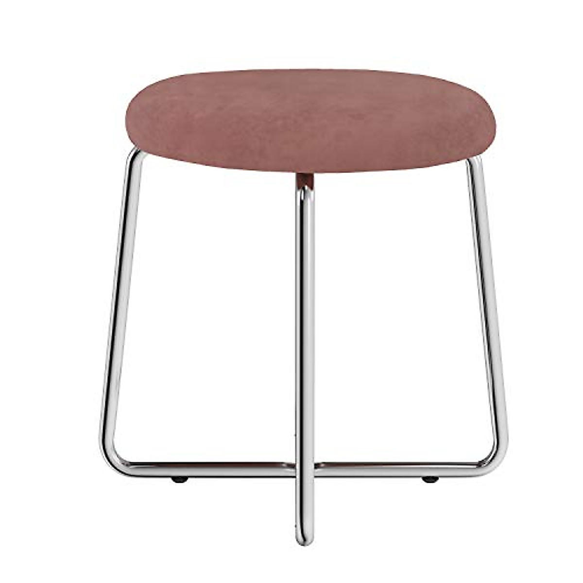 Hillsdale Round Backless Metal Vanity Stool with Upholstered Seat, Pink, 51111