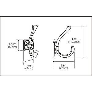 QCAA Coat and Hat Hook, Zinc Die Cast, Nickel, 5 Pack, Made in Taiwan