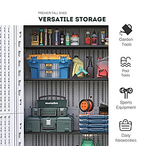 WEWORTH Resin Outdoor Storage Shed Weather Resistance, Horizontal Storage Cabinet Waterproof with Secure Door Handle and Door Holder,52 Cu.ft Capacity for Garden, Patios, Backyards
