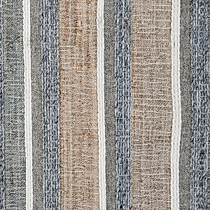 Benjara Luna 8 x 10 Area Rug, Handwoven Wool Stripes, Natural Jute Cotton, Brown and Gray