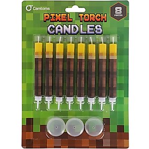 Camtoms Birthday Candles for Miner Crafting, Birthday Party Decorations, Pixel Game Party Supplies