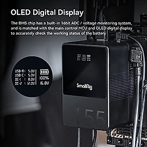 SmallRig V Mount Battery VB155, 10500mAh 155Wh 14.8V Support 65W PD USB-C Fast Charger, V-Mount Battery with D-TAP, USB-A, Dual DC Ports, OLED Screen for Camera, Camcorder, Video Light, Monitor - 3581