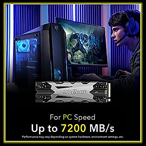 Addlink Addgame PS5 Compatible with A95 1TB 7200 MB/s Read Speed Internal Solid State Drive - M.2 2280 PCIe NVMe Gen4X4 3D TLC with Dram NAND SSD w/Heatsink (ad1TBA95M2P) Made in Taiwan