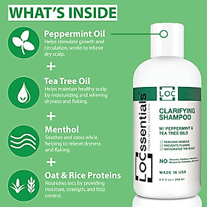 LOCssentials Clarifying Shampoo for Locs – Professional Loc Shampoo for Dreads, Twists, Braids, Interlocks, Microlocs, Faux Locs Crochet Hair – Dreadlock Shampoo with Peppermint and Tea Tree Oils
