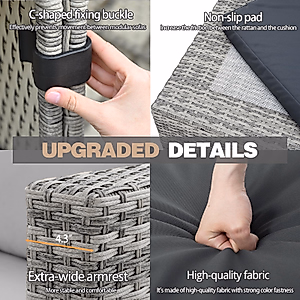 CHINNLUU Patio Furniture Set 5 Pieces Outdoor Conversation Set All-Weather Wicker Rattan Sectional Sofa with Ottoman Cushions Pillows for Lawn Pool Garden Backyard