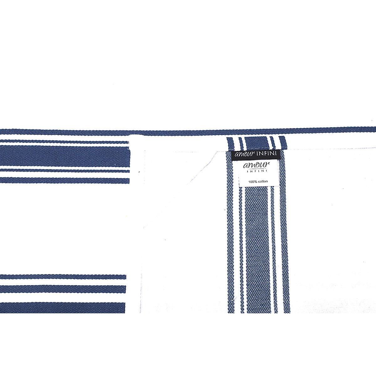 AMOUR INFINI Cotton Stripe Kitchen Towels Set of 4 Highly Absorbent, Super Soft, Quick Drying Dish Towels with Hanging Loop Oversized Washable Tea Towels (28x20 Inch - Blue)