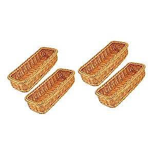 UPKOCH Desk Topper 4 pcs Jars Rattan Desk Kitchen Rural Chopsticks Organizer for Square Pantry Utensil Bag Style Fork Desktop S Jar Snack Cabinets Household Rustic Shelves Woven Baskets