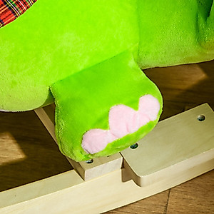 Qaba Baby Rocking Horse Kids Interactive 2-in-1 Plush Ride-On Toys Stroller Rocking Dinosaur with Wheels and Nursery Song