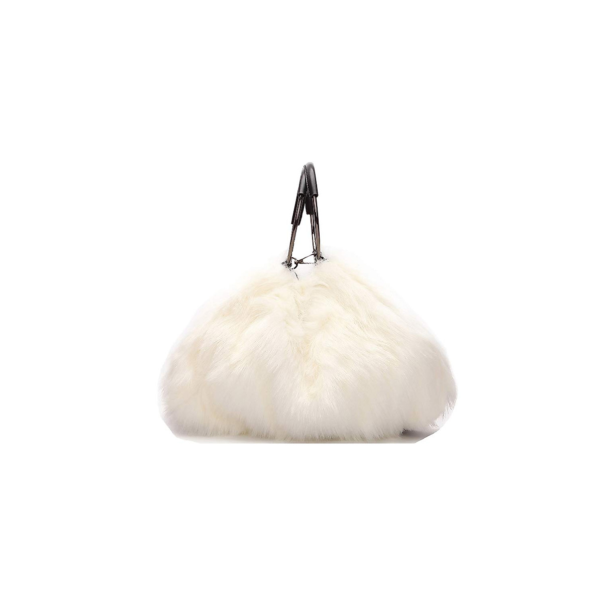 Ulisty Women Faux Fox Fur Shoulder Bag Furry Purse Fluffy Crossbody Bag Plush Top Handle Bag Handbag black