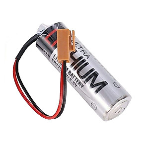 BATTEMALL (2-Pack 3.6V ER17500V Lithium Batteries Replacement PLC CNC Backup Battery with Plug for PLC Battery and M64 System