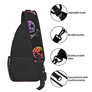 Grafffery Colorful Skull Crossbody Sling Backpack For Men Women,Shoulder Chest Daypack Bag For Travel Hiking