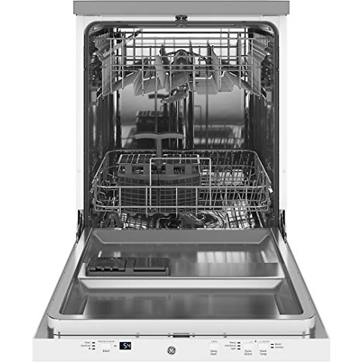 GE GPT225SGLWW 24" Energy Star Fully Integrated Portable Dishwasher with 12 Place Settings Autosense Cycle and Piranha Hard Food Disposer in White