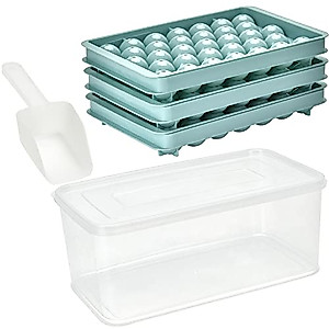 Round Ice Cube Trays - 3 Pack Round Ice Ball Maker Mold with Container Ice Cube Trays with Ice Bin Ice Scoop, for Ice Chilling, Cocktail, Juice, Coffee, Freezer