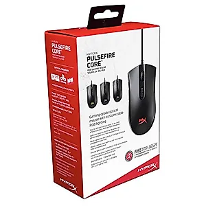 HyperX Pulsefire Core - RGB Gaming Mouse, Software Controlled RGB Light Effects & Macro Customization, Pixart 3327 Sensor up to 6,200DPI, 7 Programmable Buttons, Mouse Weight 87g