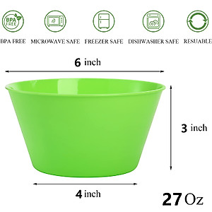 DEAYOU 20 Pack Plastic Bowls, Plastic Serving Bowl for Party, Snack, Children, Microwave Dishwasher Safe