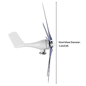 Wind Turbine Generator, Windmill Generator 800W Wind Turbine Businesses 5 Blade Wind Controller Turbine Generator Kit for Boats, Terraces, Cabins or Home(Blue 48V)