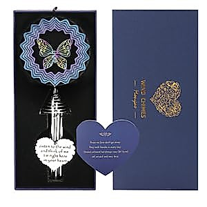 Sympathy Wind Chimes -Sympathy Gift Baskets for Loss of Loved One-Unique Condolence Gifts/Grief Gifts/Bereavement Gift for Mother/Father/Sister（Colorful Butterfly）