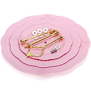 Dicunoy 3 Pack Plastic Cupcake Stands, 3 Tiered Dessert Trays for Display, Embossed Serving Plate Tower Holder, Tea Party Tray for Fruits, Snack, Candy, Buffet, Parties, Wedding, Birthday, Christmas