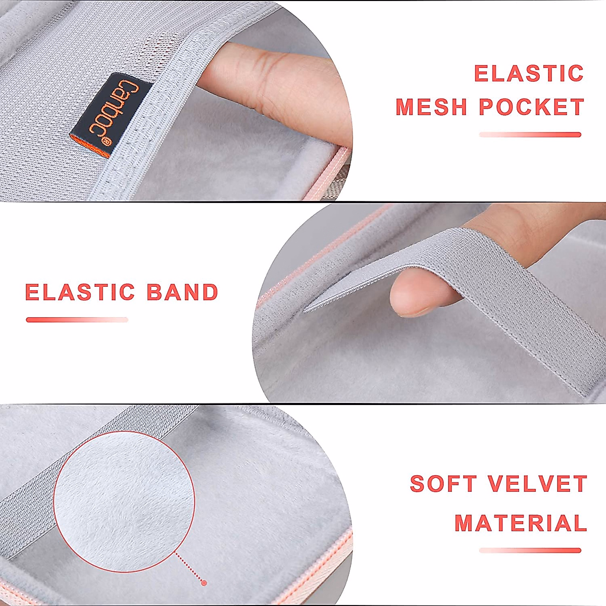 Canboc Digital Camera Case for CAMKORY/Sevenat/Lecran/Besungo/VAHOIALD/BEVLXNIV/IWEUKJLO Video Vlogging Camera and Other Compact Portable Mini Teens Cameras, Mesh Bag fit Cable, Rose Gold