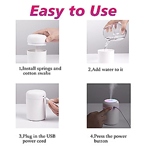 Colorful Cool Mini Humidifier, Essential Oil Diffuser, Aroma Essential USB Personal Desktop Humidifier for Car, Office Room, Bedroom etc,2 Adjustable Mist Modes (Navy Blue)