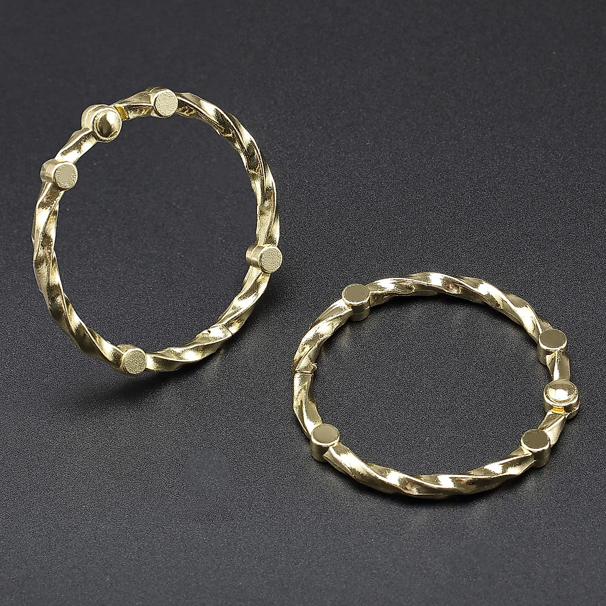 CHICTIE Gold Shower Curtain Rings, Brass Rustproof Decorative Shower Hooks for Bathroom Shower Curtain Rods, Set of 12 Premium Metal Shower Rings Hangers HK5# Circle Ring Design