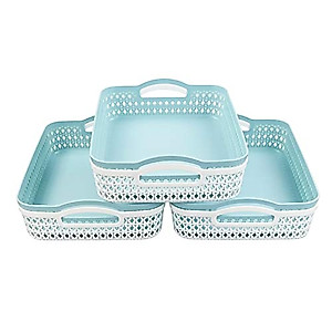 AnnkkyUS Weaving Plastic Baskets, Set of 6 A4 Paper Storage Tray