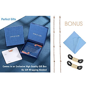 SAM & LORI Eyeglass Chain Women Glasses Strap Holder Necklace Reading Stylish Cord Sunglass Mask Lanyard Around Neck Rose Gold Jewelry Accessory Kawaii Beaded Eyewear Cute String Fashion Pearl Vintage