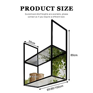 Yopappol 2 Tiers Ceiling Shelf Kitchen Hanging Spice Rack Organizer Wall Mounted Plant Stand/Bookshelf, Black Iron Art Storage Shelves for Home Office Restaurant (Size : 60x30x80cm)