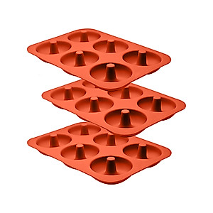 ABAM Premium Silicone Donut Pan 3-Pack of Non-Stick Food Grade Silicone baking mold with 6 donut molds of Bagel Making Tray perfect for Microwave, Freezer & Dishwasher safe.